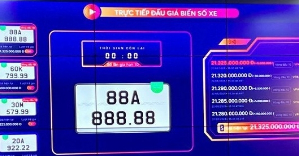 Biển số 88A - 888.88 trúng đấu giá với số tiền kỷ lục hơn 21 tỷ đồng | Thời báo Tài chính Việt Nam